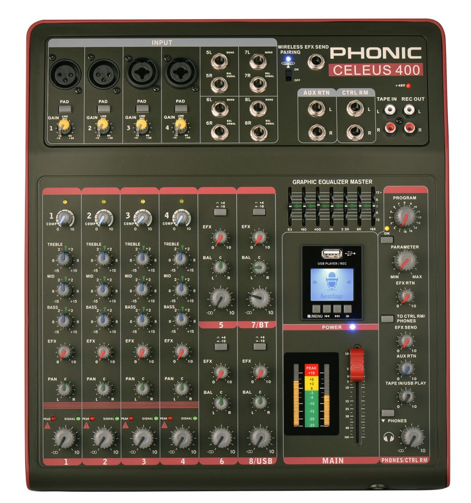 Phonic Celeus 400 Mixer 12 Channel Analog – GW ELECTRIC SDN BHD