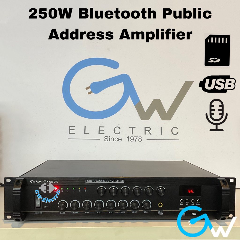 Mic Priority, 5 Zone, 3 Mic 250W Bluetooth Public Address Amplifier ...